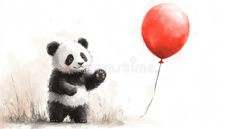 Adorable Watercolor Panda Illustration for Creative Projects Stock ...