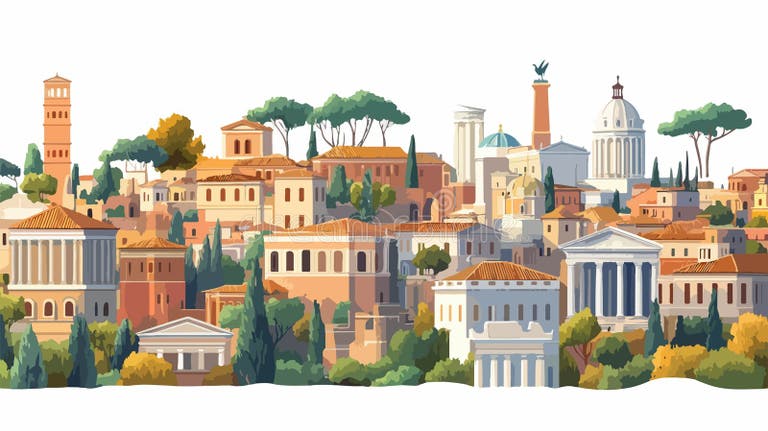 Ancient Rome Panoramic View Fictional Illustration for Historical ...