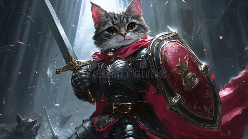 Anime Cat Knight in Shining Armor Illustration Stock Illustration ...