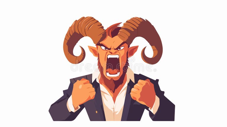 Aries Zodiac Sign Anger Character Concept Stock Vector - Illustration ...
