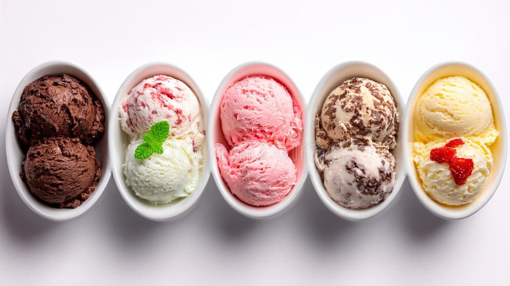 Assorted Flavors of Top View Ice Cream Scoops for Creative Projects Stock Illustration ...
