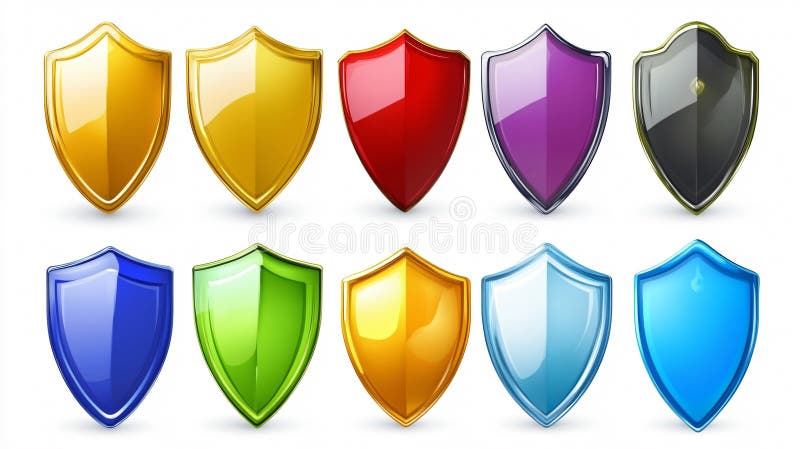 Assorted Glossy Security Shields in Different Colors Stock Photo ...