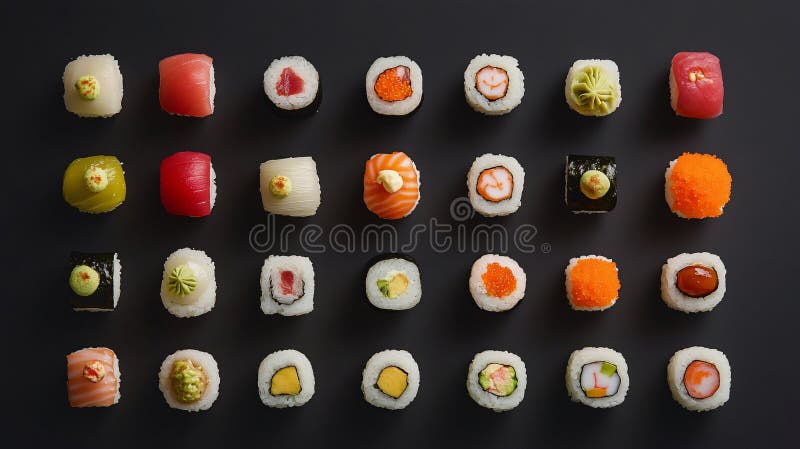 Assorted Sushi Platter on White Background for Food Lovers Stock ...