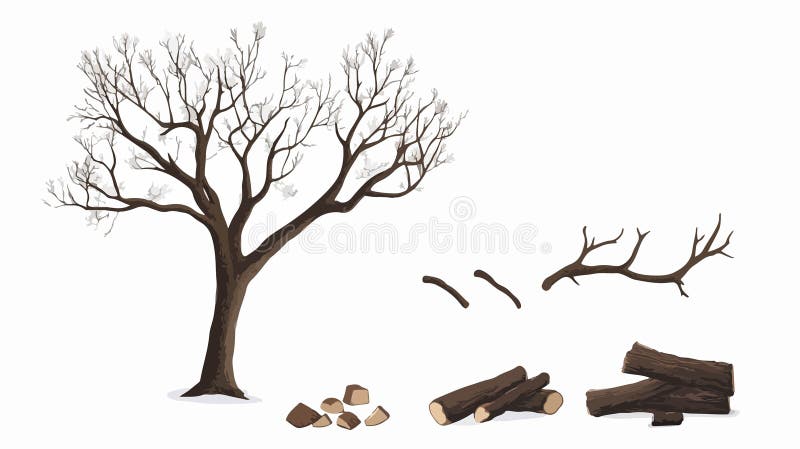 Bare Tree, Dry Tree, and Firewood Illustration Vector Stock Vector ...