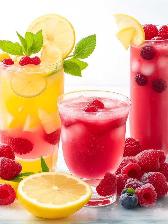 Berry Drink with Crushed Ice and Thyme. Strawberry and Blueberry ...