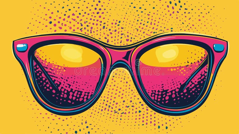 Bold Sunglass Pop Art Style Vector Art with Simple Line Design Stock ...