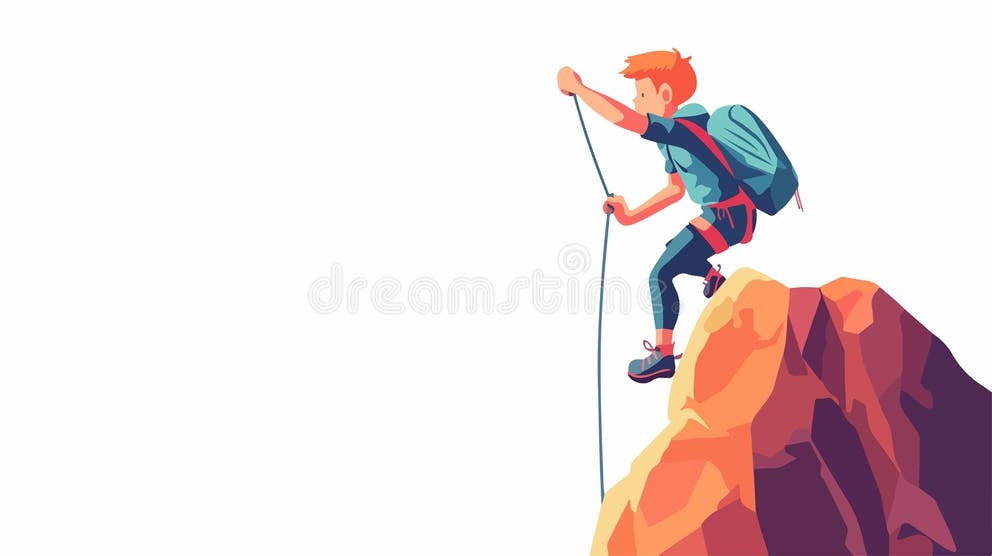 Brave Child Climbing Displaying Daring Action Stock Vector ...