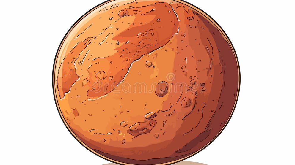 Cartoon Mars Planet Vector Illustration for Children with Funny Space ...
