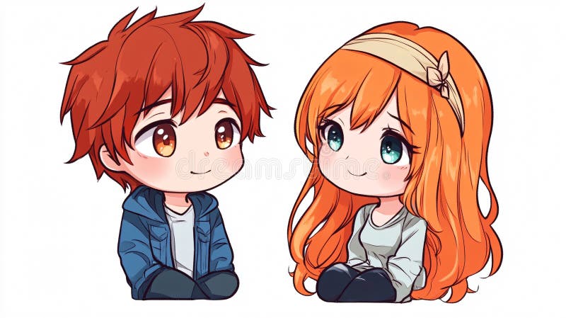 Charming Chibi Style Anime Couple Illustration for Romantic Designs ...