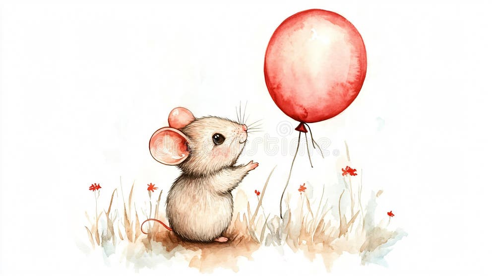 Charming Watercolor Illustration of a Small Mouse Stock Illustration ...