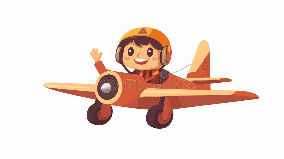 Cheerful Airplane Pilot Waving Vector Illustration Stock Vector ...
