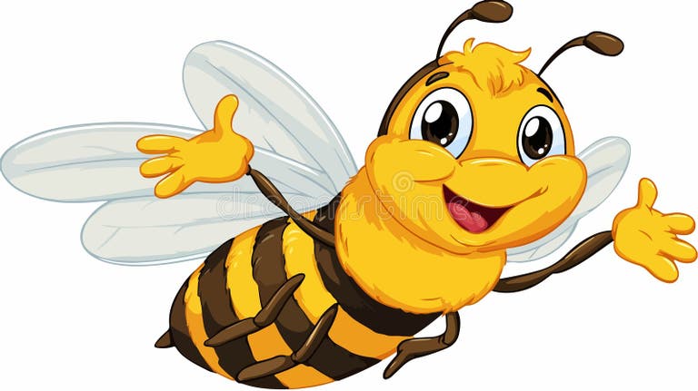 Cheerful Cartoon Bee Waving in Vector Illustration Stock Vector ...