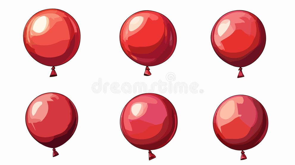 Cheerful Cartoon Red Balloon Vector Illustration Isolated on White ...