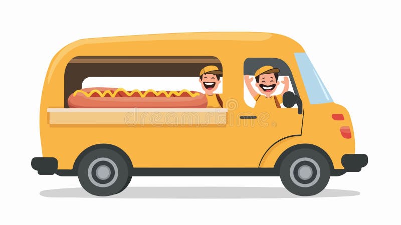 Cheerful Man Driving a Funny Hot Dog Van with a Friendly Vibe Stock ...