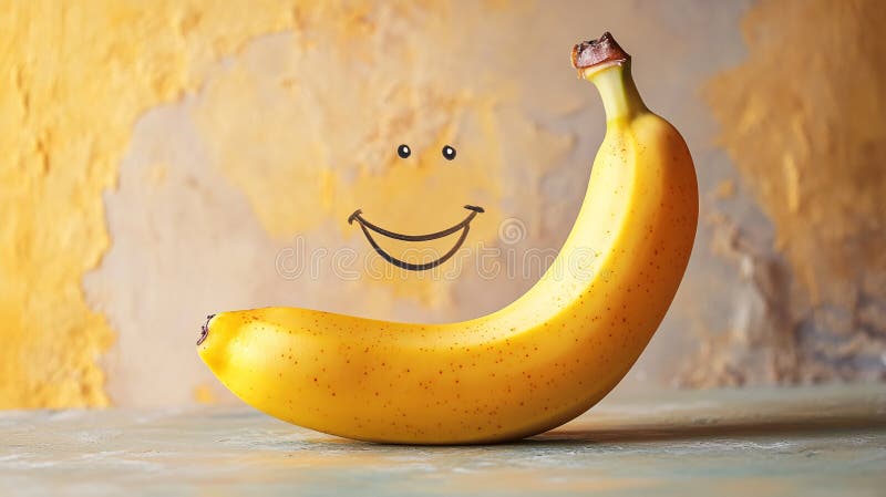 Cheerful Yellow Banana with Smiling Face Illustration Stock ...