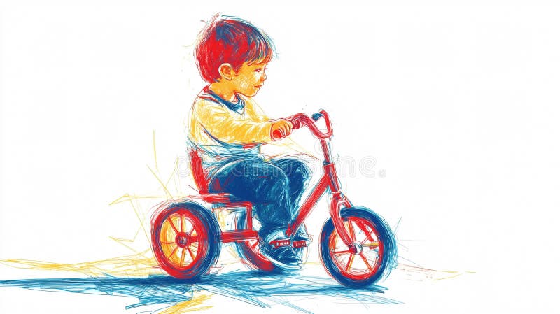 Child on a Tricycle: Single Line Drawing Style for Creative ...