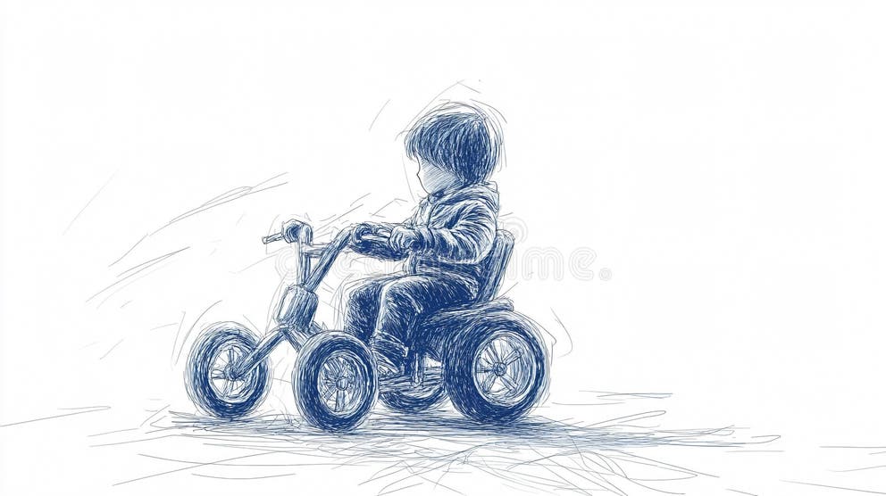 Child on a Tricycle: Single Line Drawing Style for Creative ...
