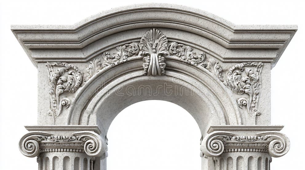 Classic Column Arch Isolated on White Background for Architectural ...