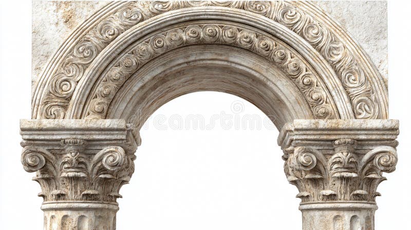 Classic Column Arch Isolated on White Background for Architectural ...
