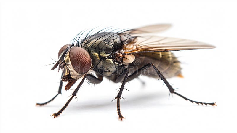 Close-Up Housefly Insect Isolated on White Background for Macro ...