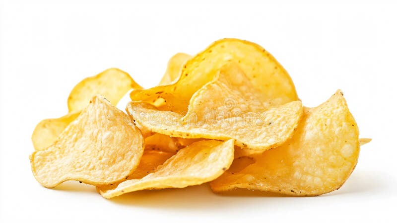 Close-up Potato Chips Isolated on White Background for Ad Designing and ...