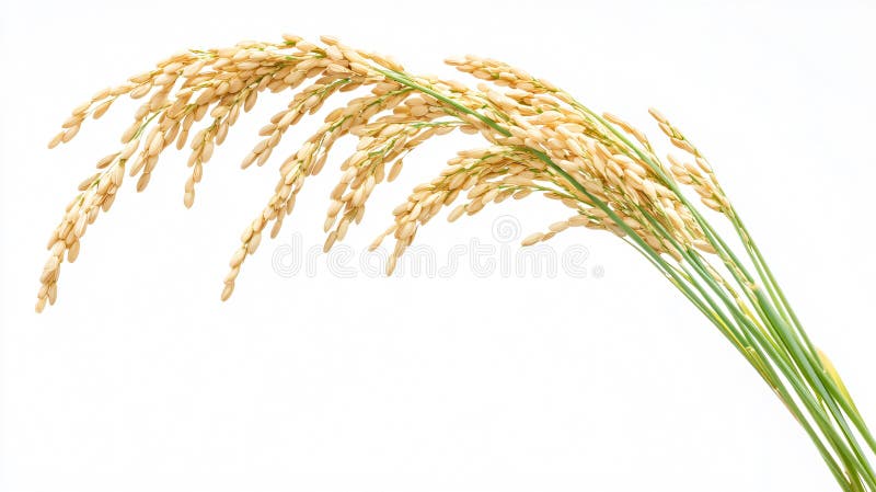 Close-Up Rice Ear with Leaf Isolated on White Background Stock Photo ...