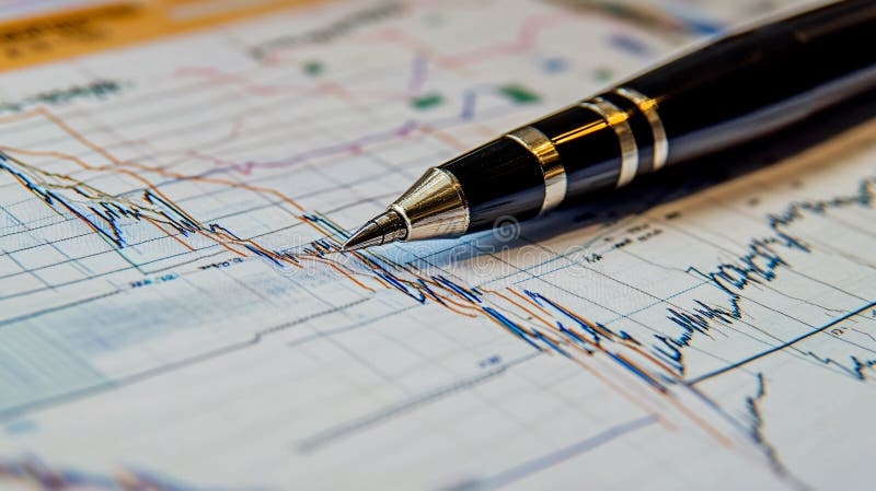 Close-Up Stock Market Investment Trading Chart Analysis in Macro View ...