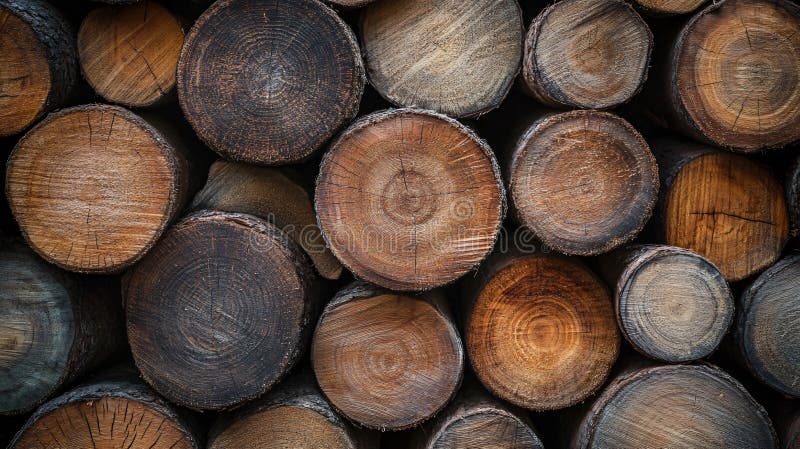 Close-up View of Stacked Wooden Logs - Rustic Natural Background Stock ...