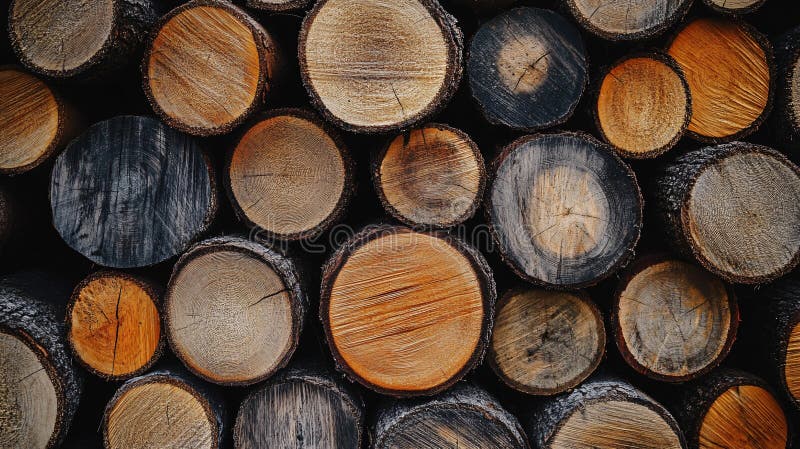 Close-up View of Stacked Wooden Logs - Rustic Natural Background Stock ...