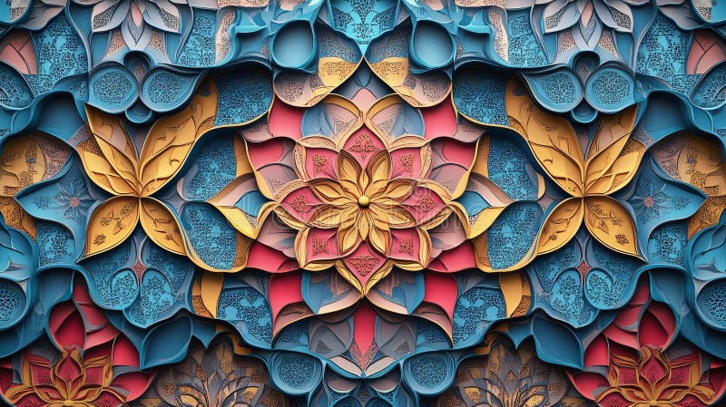 Colorful Arabic Ornamental Relief Pattern for Design Projects Stock ...