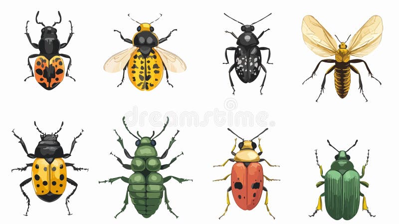 Colorful Arthropod Insects Set: Different Bug Species Stock Vector ...