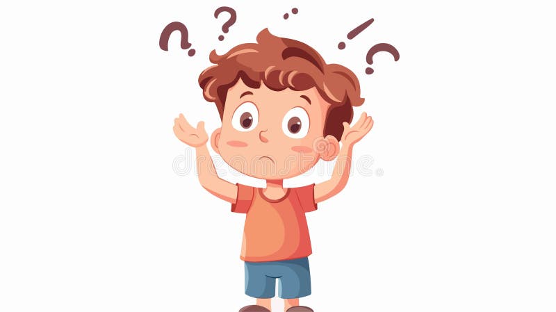 Confused Little Boy on White Background Vector Illustration Stock ...