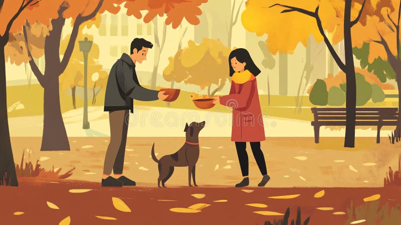 Couple Feeding Dog in Park: Heartwarming Bond between Humans and Pets ...