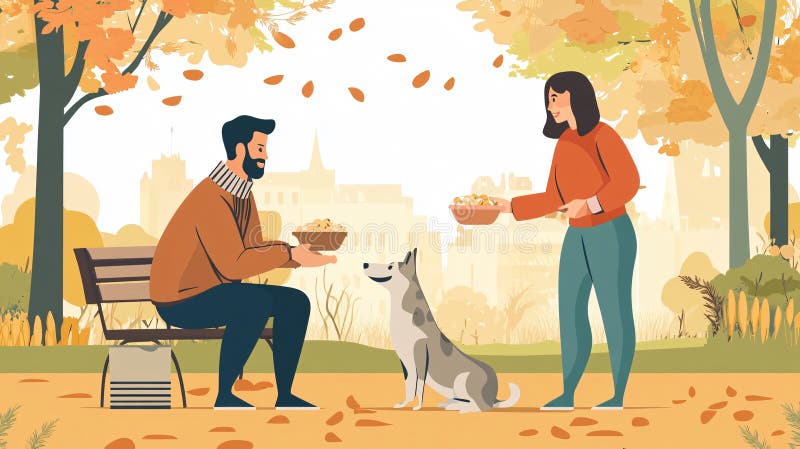 Couple Feeding Dog in Park: Heartwarming Bond between Humans and Pets ...