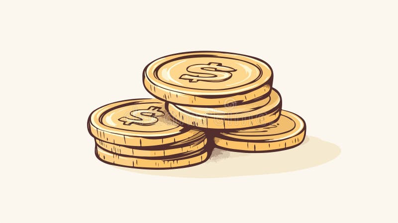 Creative Coins Doodle Dollar Vector Illustration for Financial Designs ...