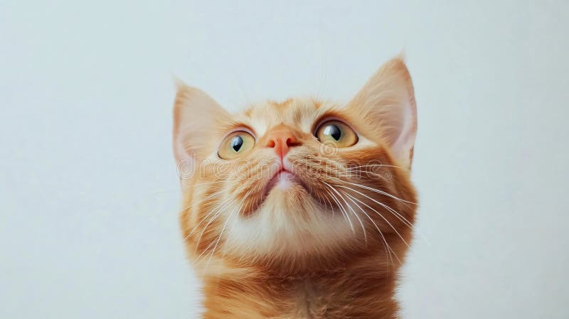 Curious Orange Kitten Gazing Up, Adorable Pet Photography Stock Photo ...