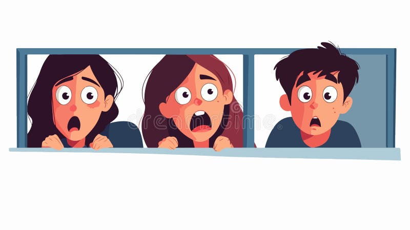 Curious People with Shocked Faces Looking Out Window - Vector ...