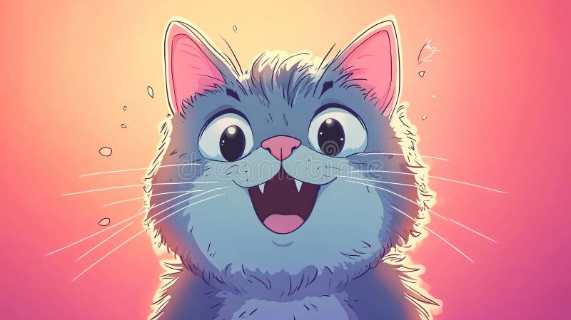 Cute Anime Cat Funny Cartoon Illustration for Creative Projects Stock ...