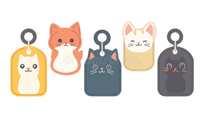 Cute Cat Pet Name Tag Label Vector Illustration Stock Vector ...
