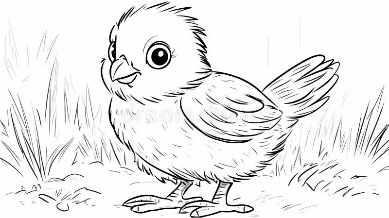 Cute Chicken Coloring Book with Simple Line Drawings for Kids Stock ...