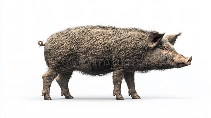 Cute Pig Standing Side View on White Background Stock Photo - Image of ...