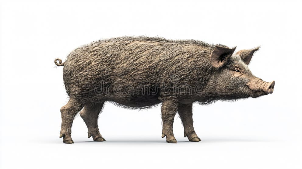 Cute Pig Standing Side View on White Background Stock Photo - Image of ...