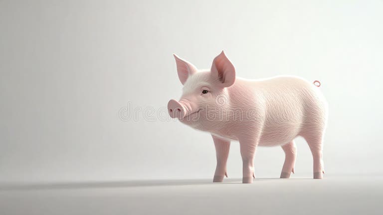 Cute Pig Standing Side View on White Background Stock Photo - Image of ...