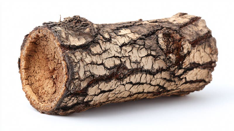 Decaying White Tree Bark Roll Isolated on White Background for Design ...