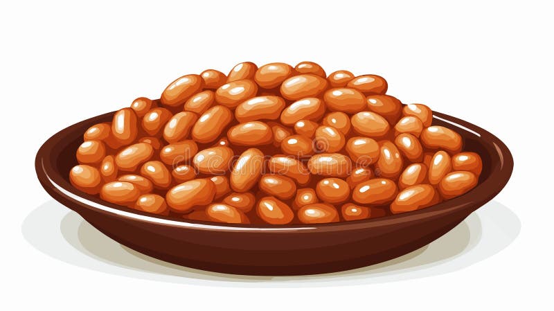 Delicious Baked Beans Cartoon Vector Illustration on Isolated Plate ...