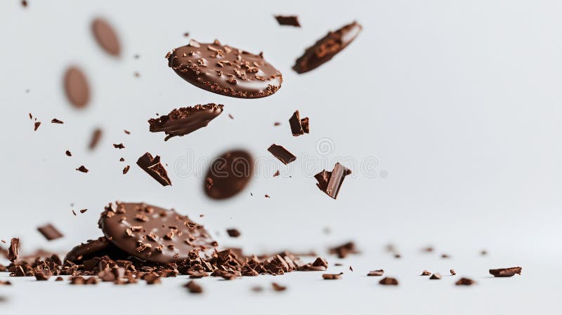 Delicious Chocolate Falling on Cookies with Choc Flake | Stock Photo ...