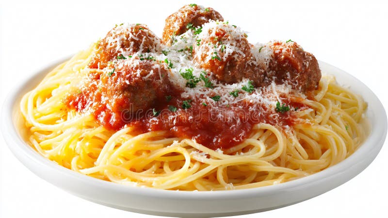 Delicious Plate of Spaghetti with Marinara Sauce and Meatball Stock ...