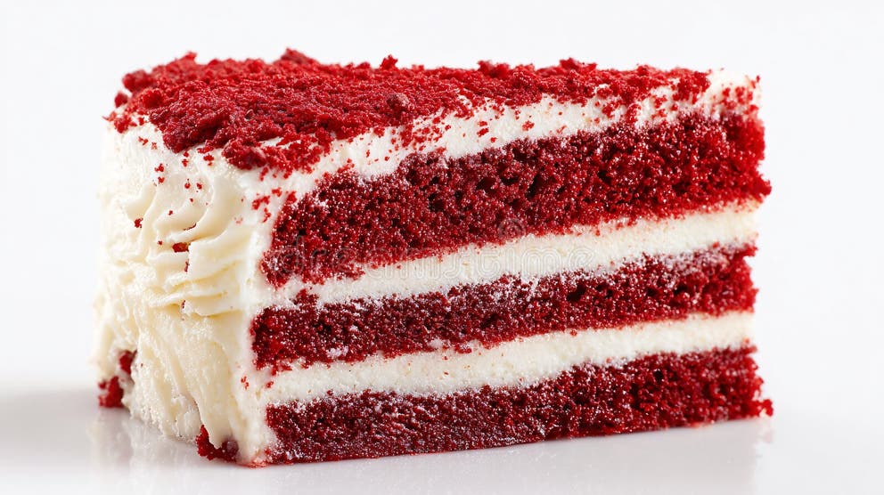 Delicious Red Velvet Sponge Cake Slice on White Background Stock ...