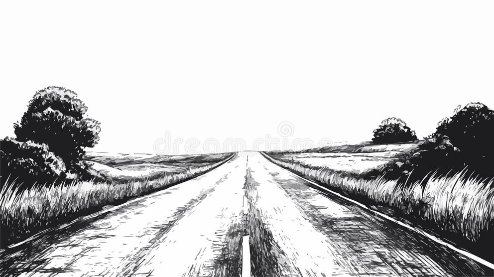 Detailed Hand-Drawn Road Drawing Vector Illustration Stock Vector ...