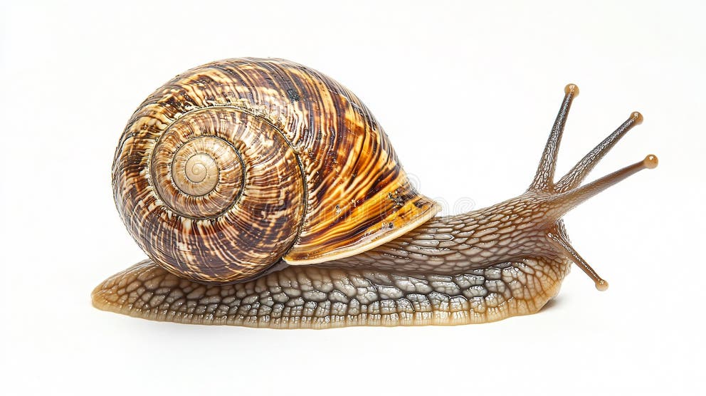 Detailed Snail with Soft Body Isolated on White Background Stock Image ...